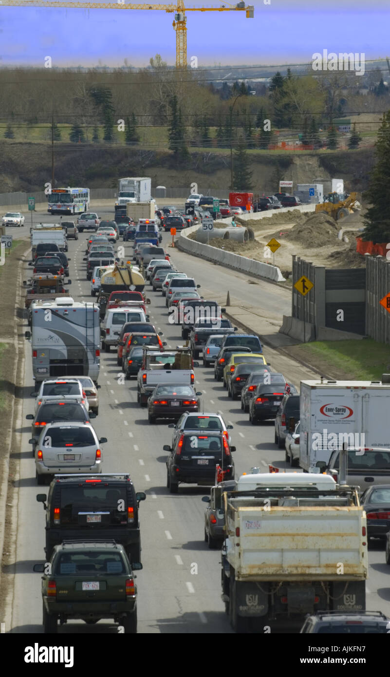 traffic jam due to construction Stock Photo - Alamy
