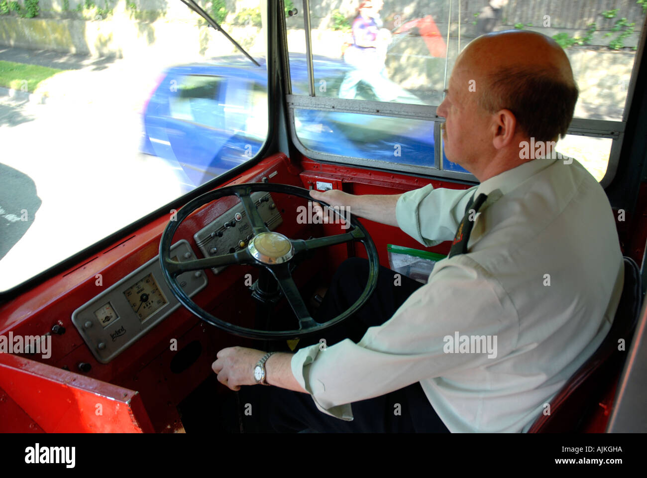 Driver on a restored 1959 Leyland Tiger Cub King Alfred bus Winchester ...