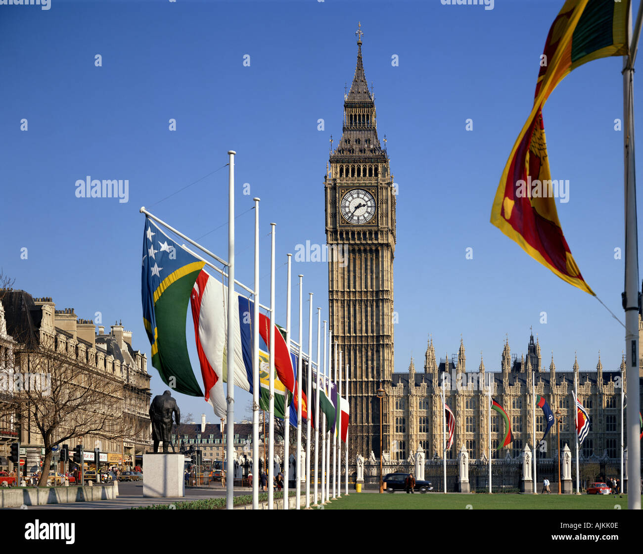 GB - LONDON: Parliament Square and Elizabeth Tower (Big Ben Stock Photo ...