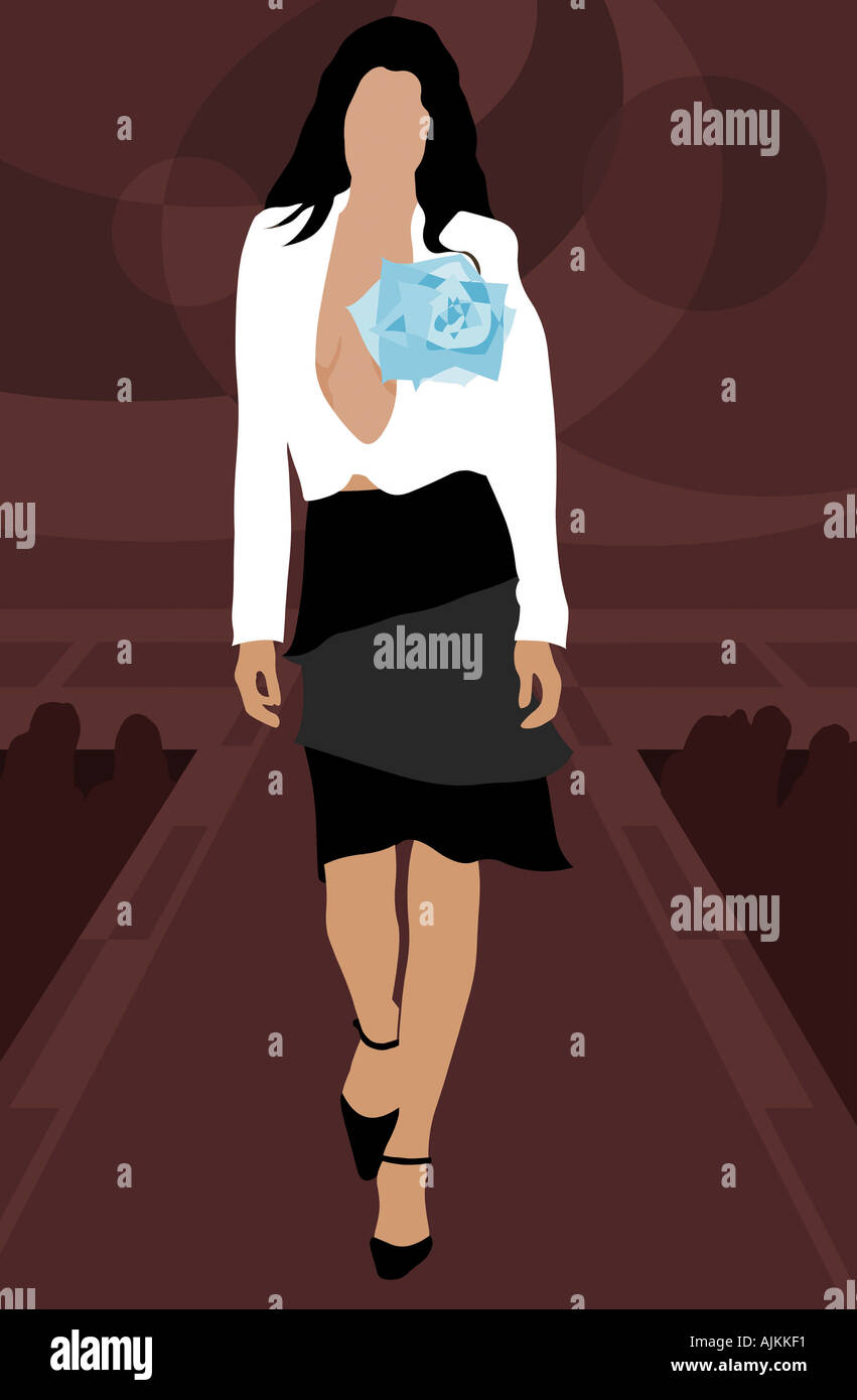 Portrait of a model walking on a ramp Stock Photo - Alamy