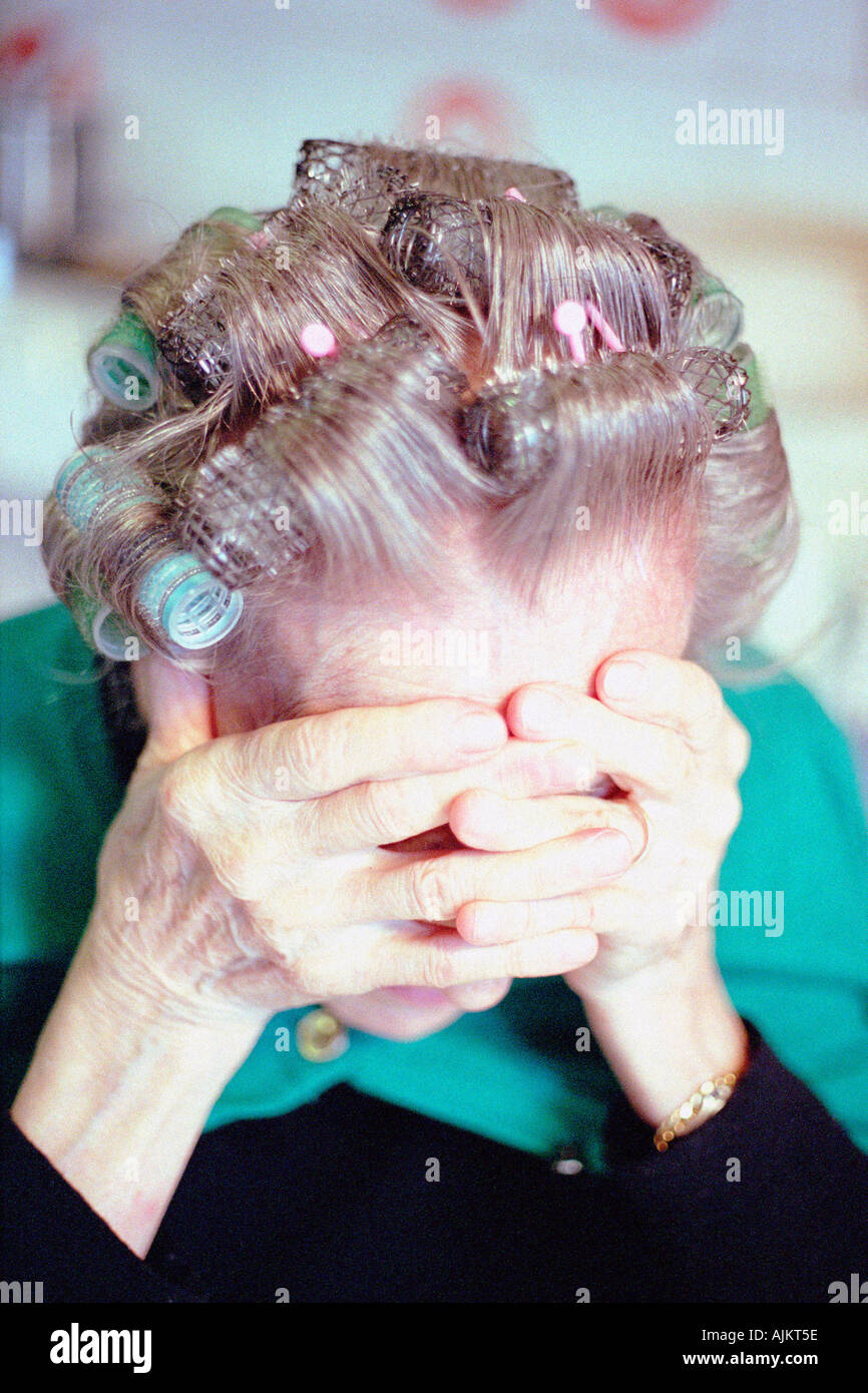 Elderly woman crying Stock Photo - Alamy