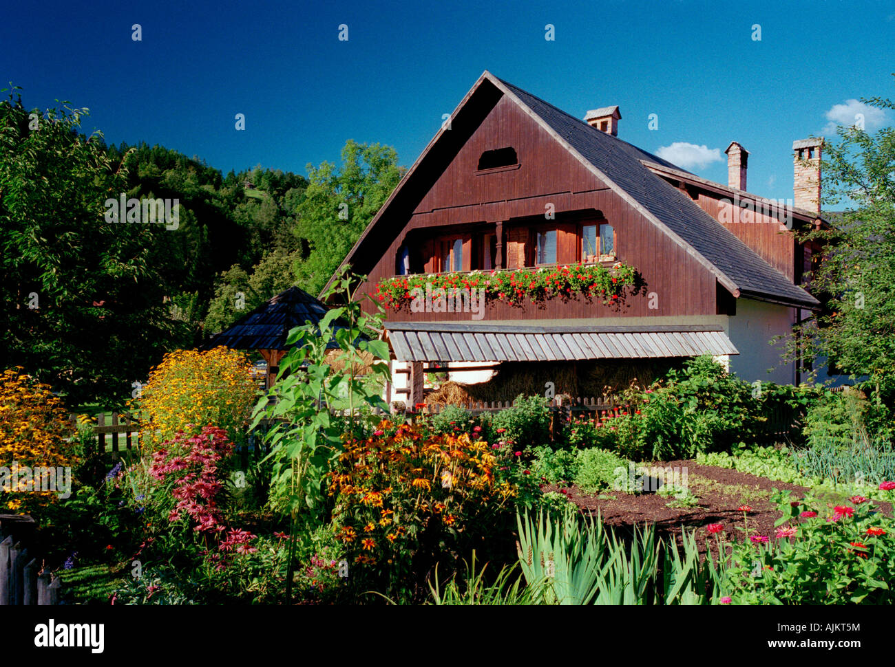 wooden chalet in Alpine style - Lake Bled, Slovenia Stock Photo - Alamy