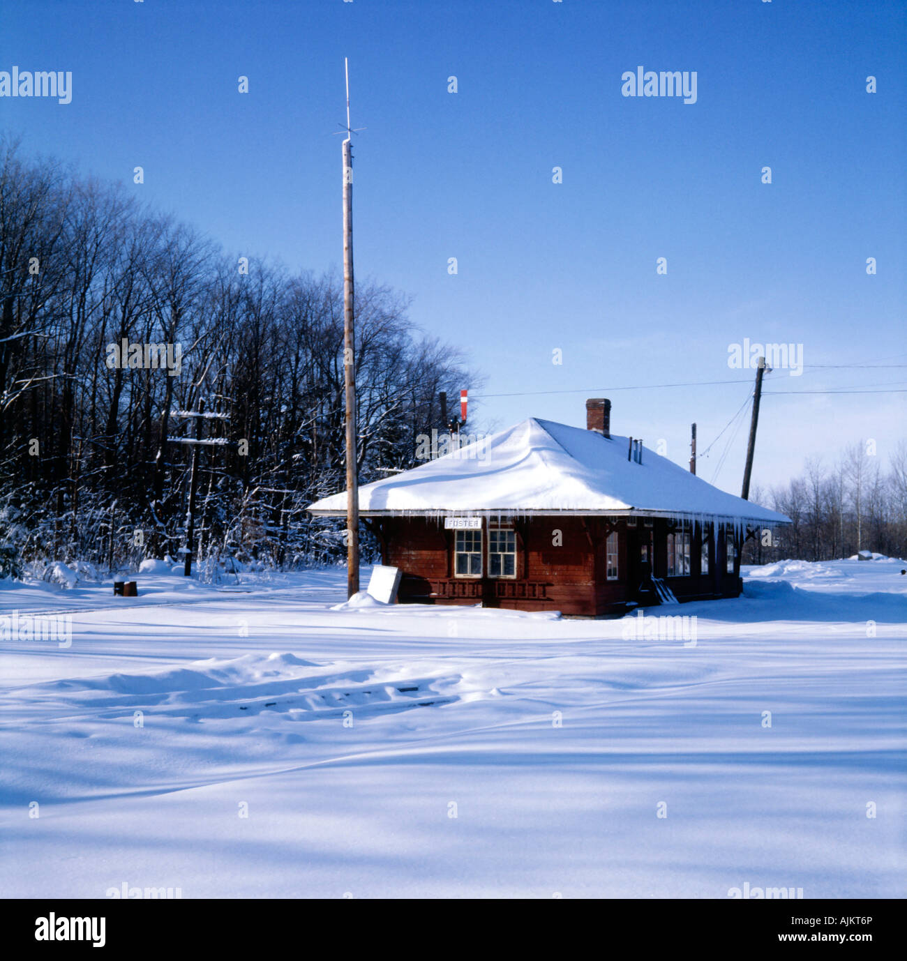 Old train station in the snow Stock Photo - Alamy