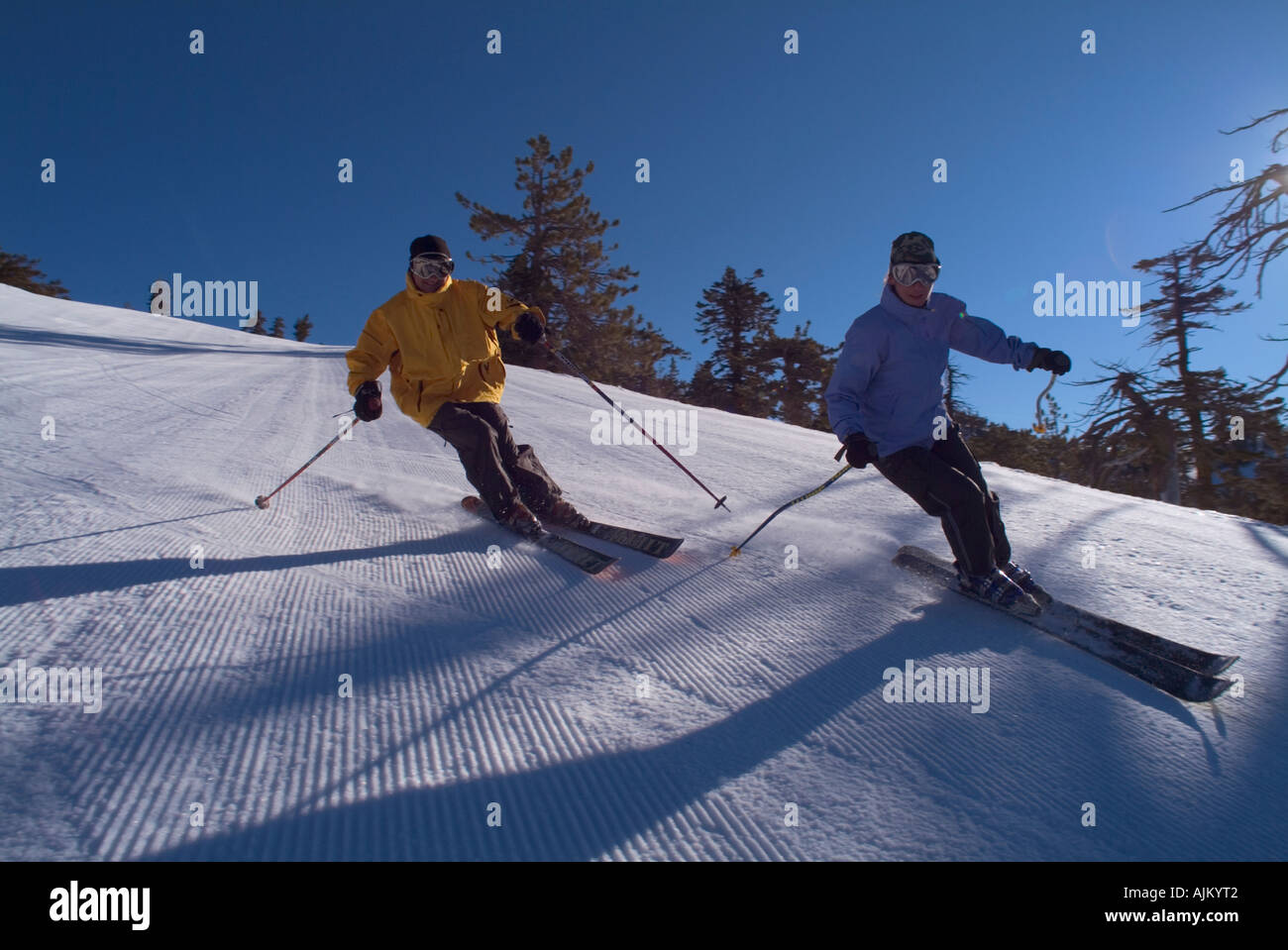 Skier on groomed run hi-res stock photography and images - Alamy