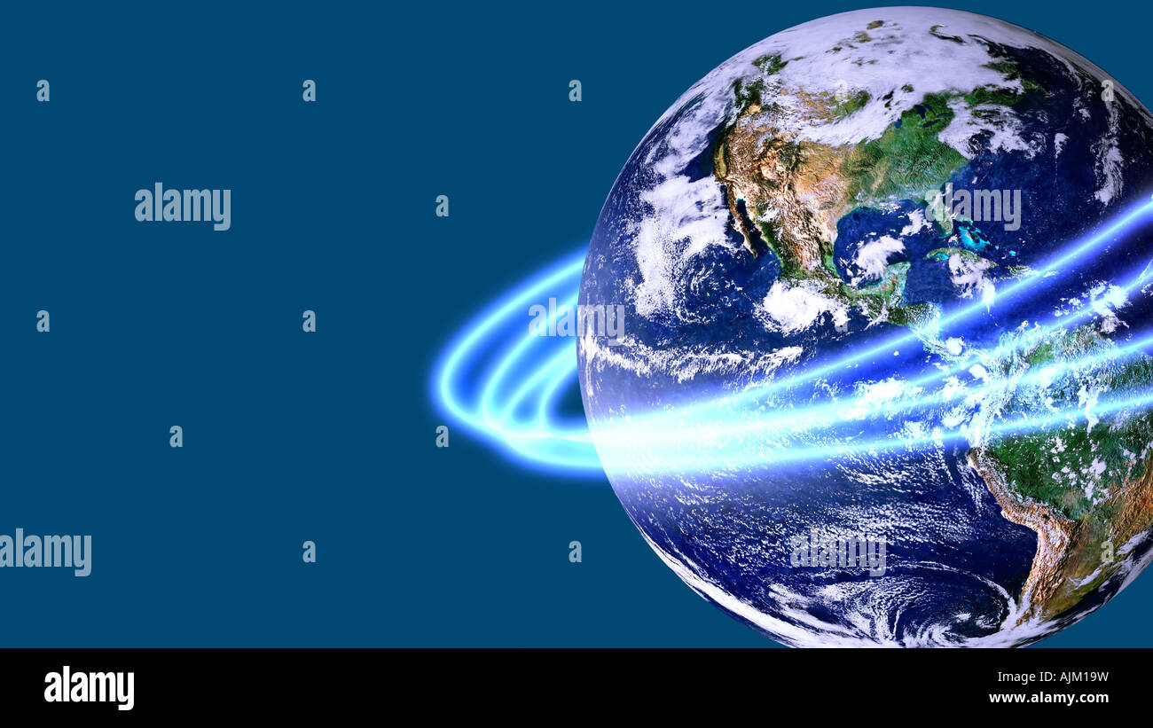 Rings orbiting earth Stock Photo - Alamy