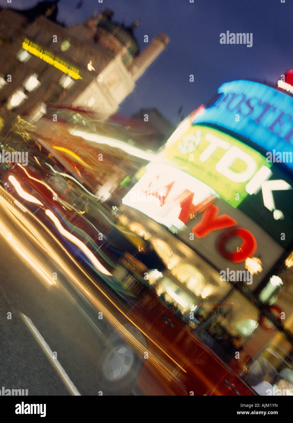 blurry red bus, Piccadilly Circus, London Stock Photo - Alamy