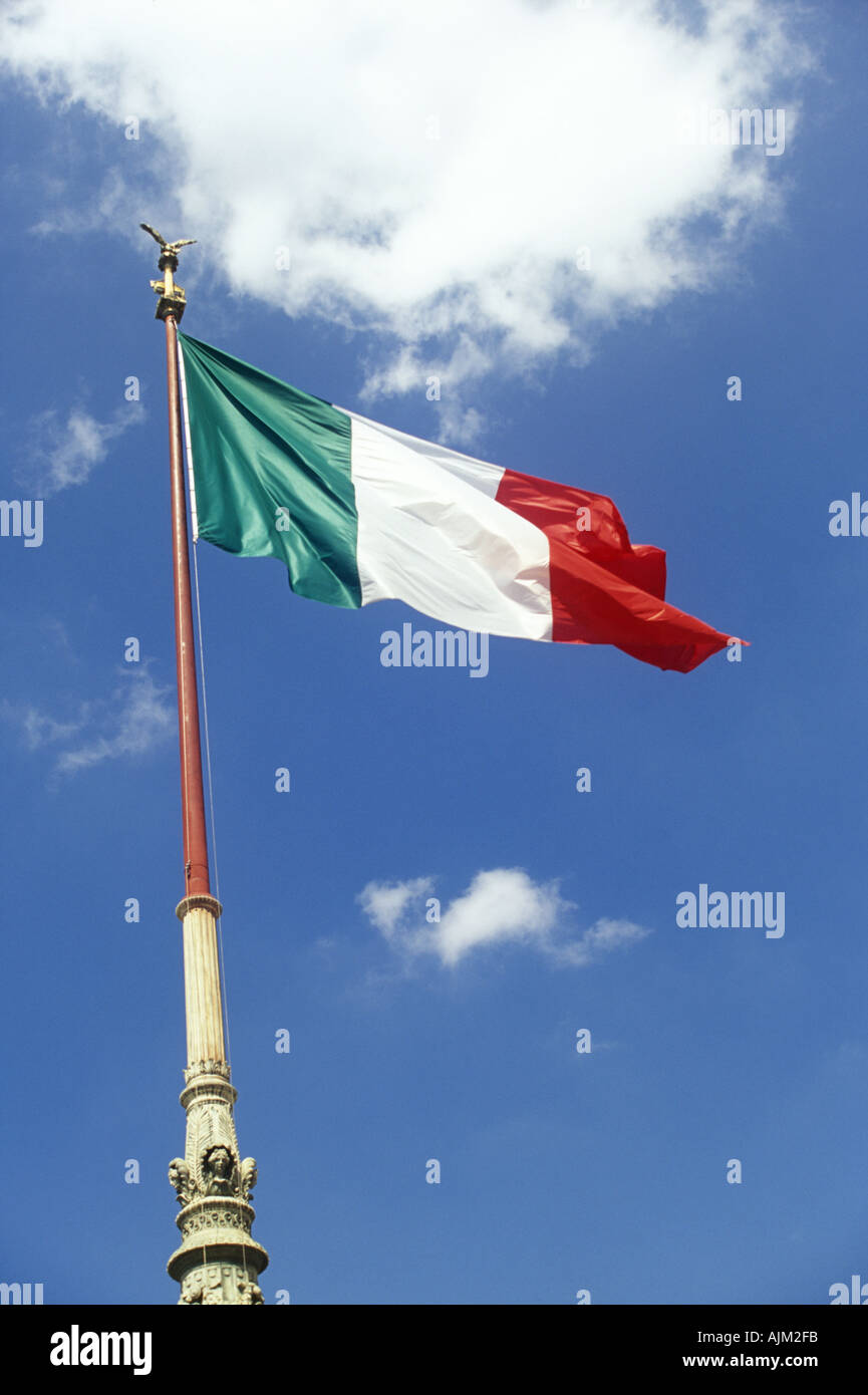 The Italian tri colour blowing in the wind Stock Photo - Alamy