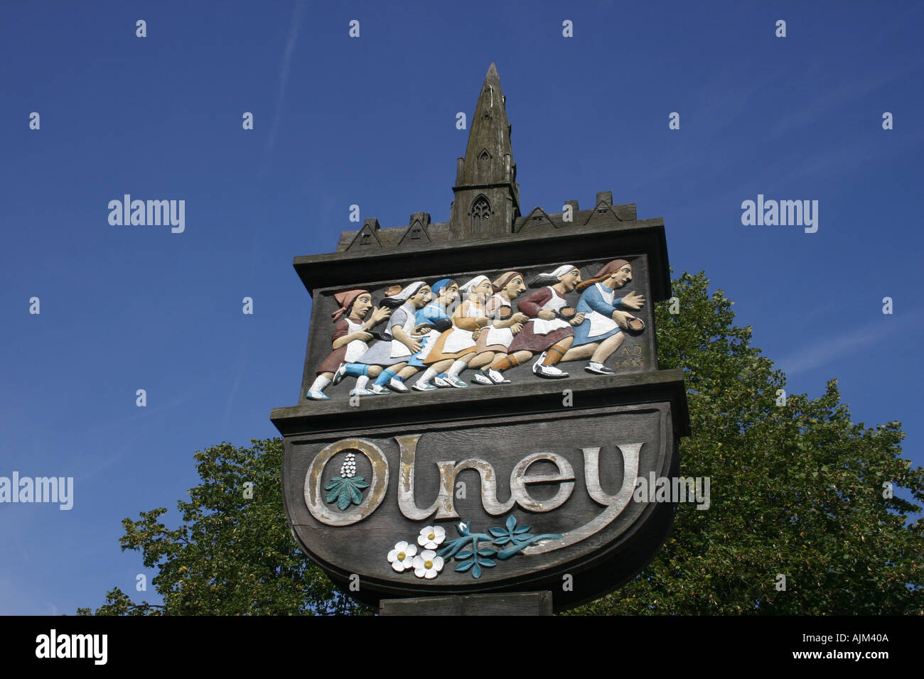 Town Sign in Olney market place Stock Photo - Alamy