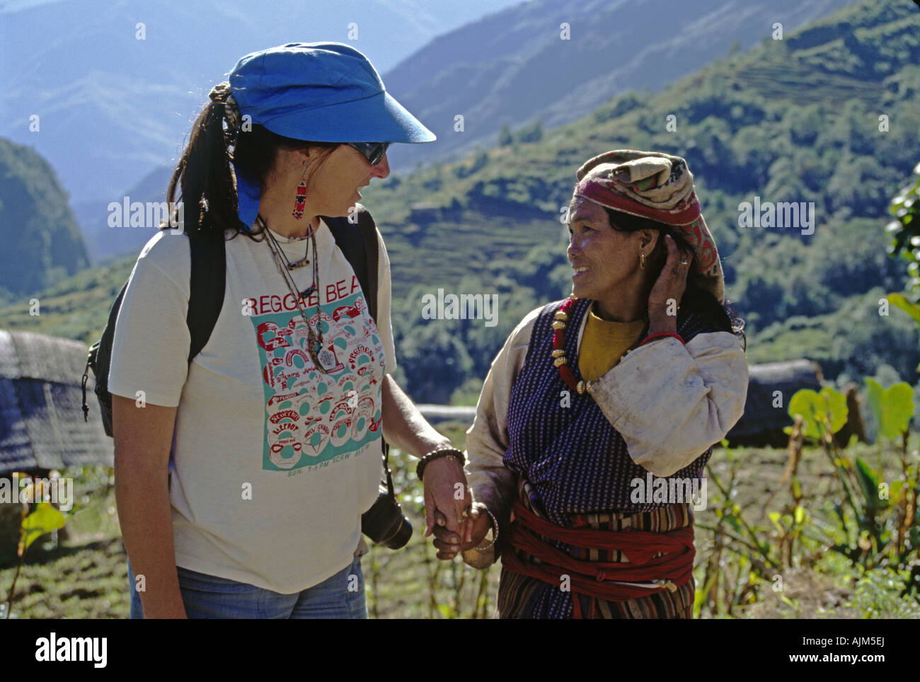 Tourist with a native woman from sherpa hi-res stock photography and ...