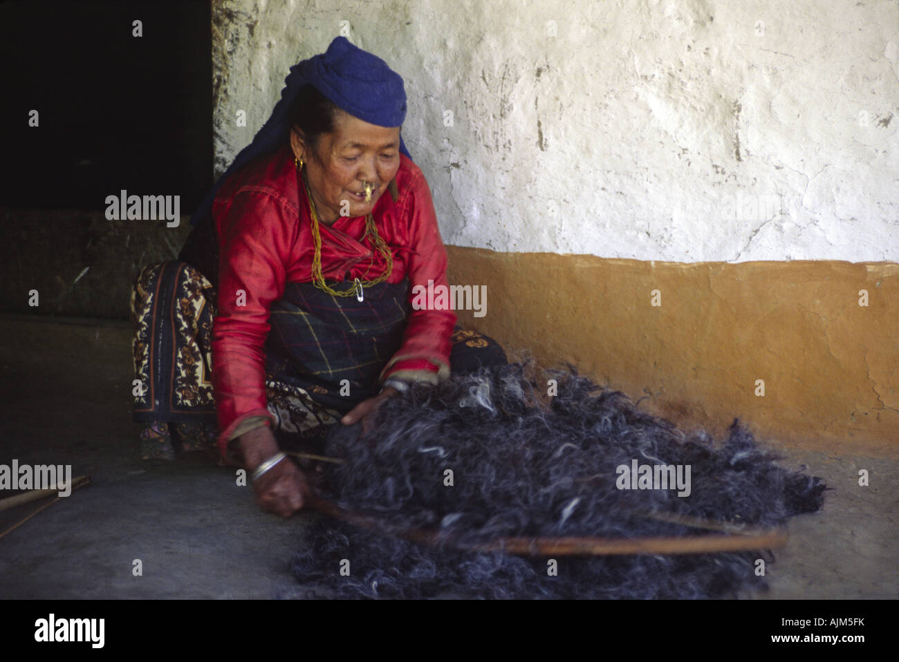native woman working with cotton, Nepal, Himalaya Stock Photo - Alamy