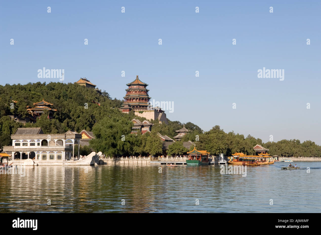 Overview imperial garden Summer Palace with Kunming Lake in Beijing ...
