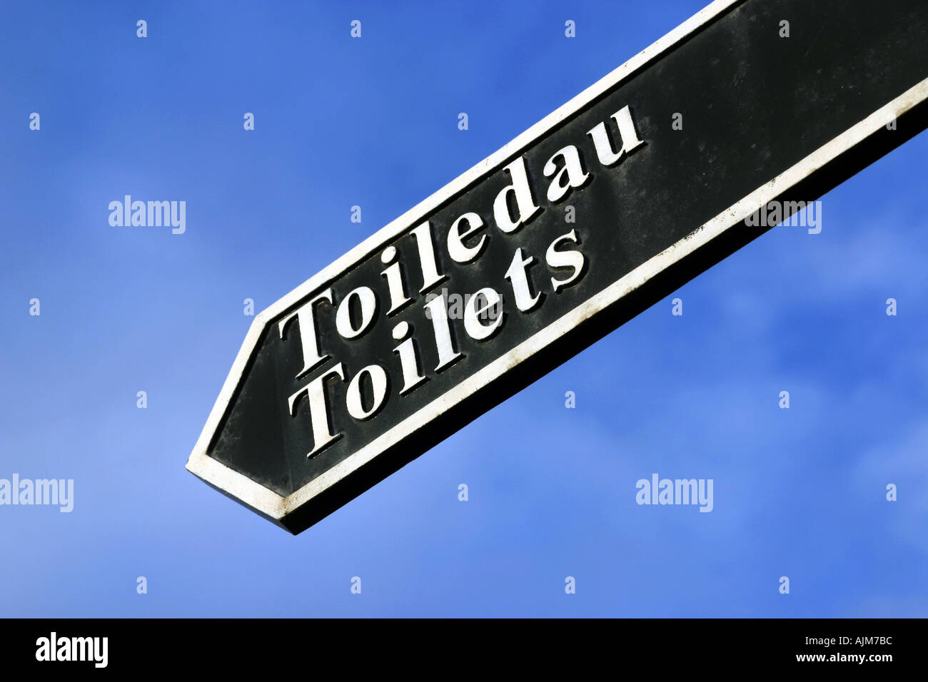 Multi language Sign post in both English and Welsh displaying the ...