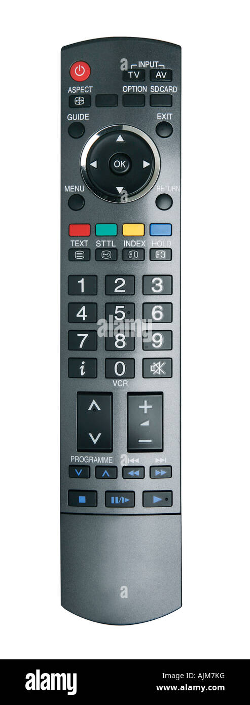 TV remote for digital interactive TV isolated on white with clipping ...