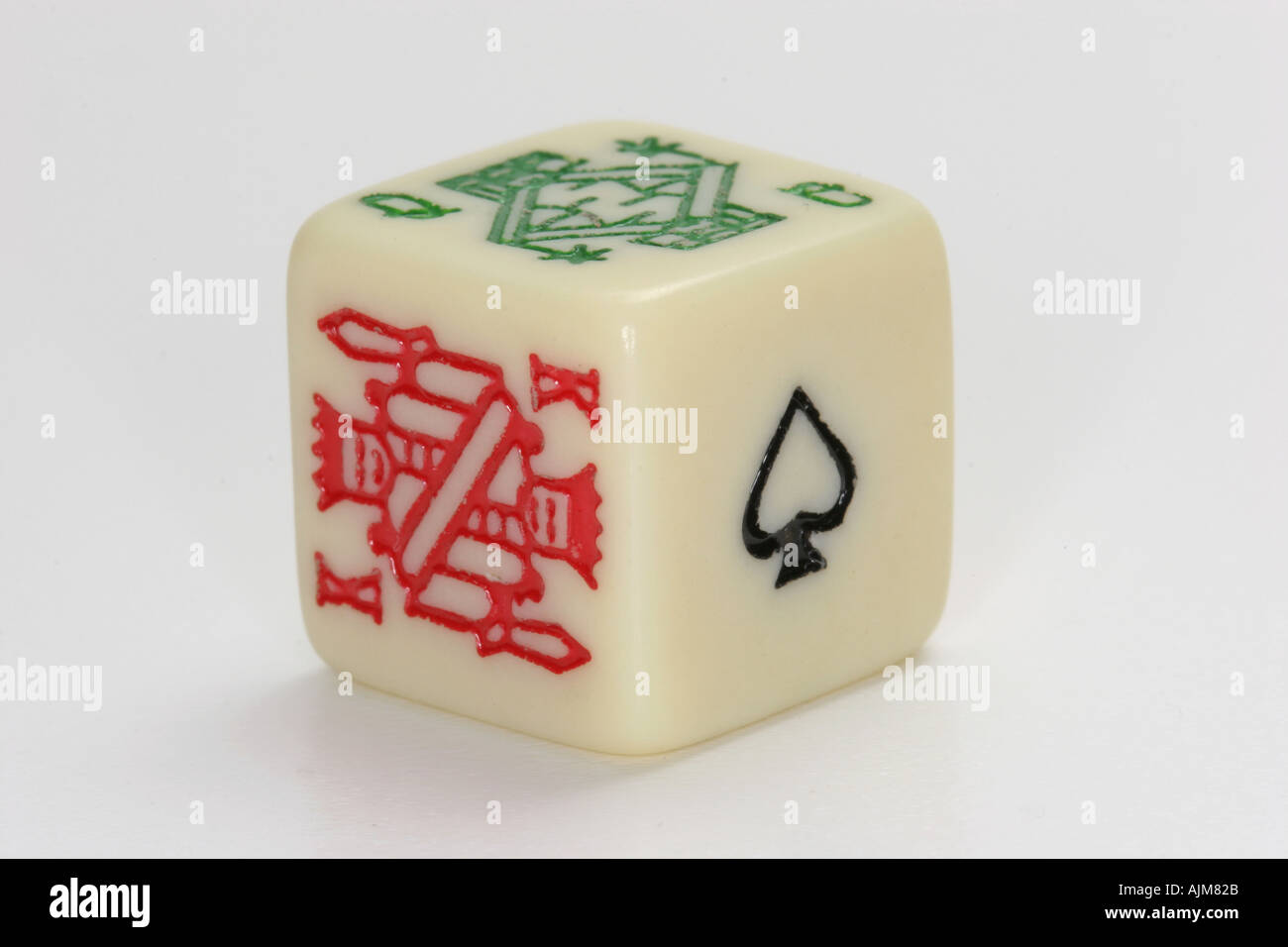 Poker dice Showing the ace of spades king and queen Stock Photo - Alamy