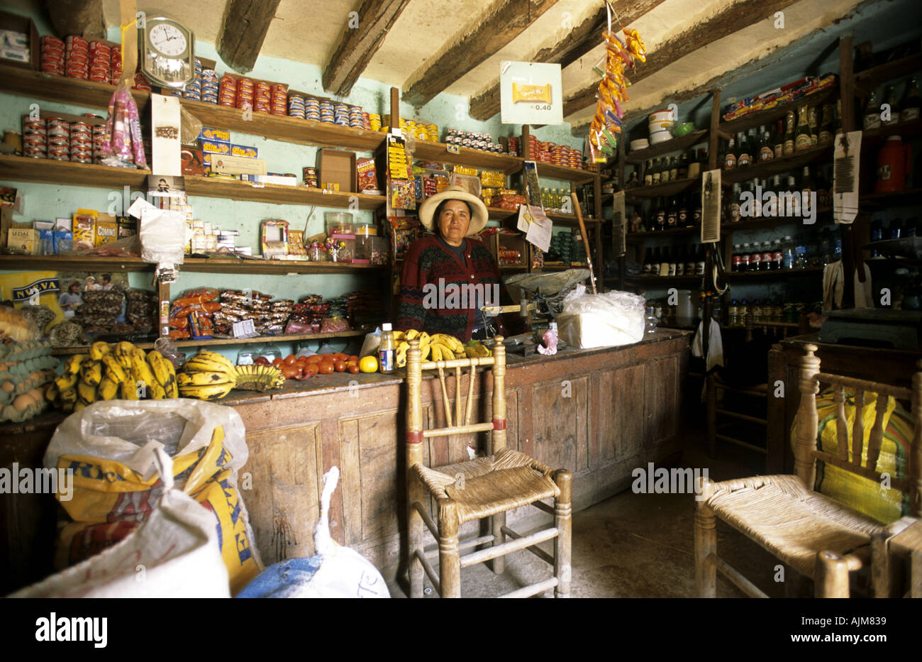 Peru Andes South America Latin America village shop Stock Photo - Alamy