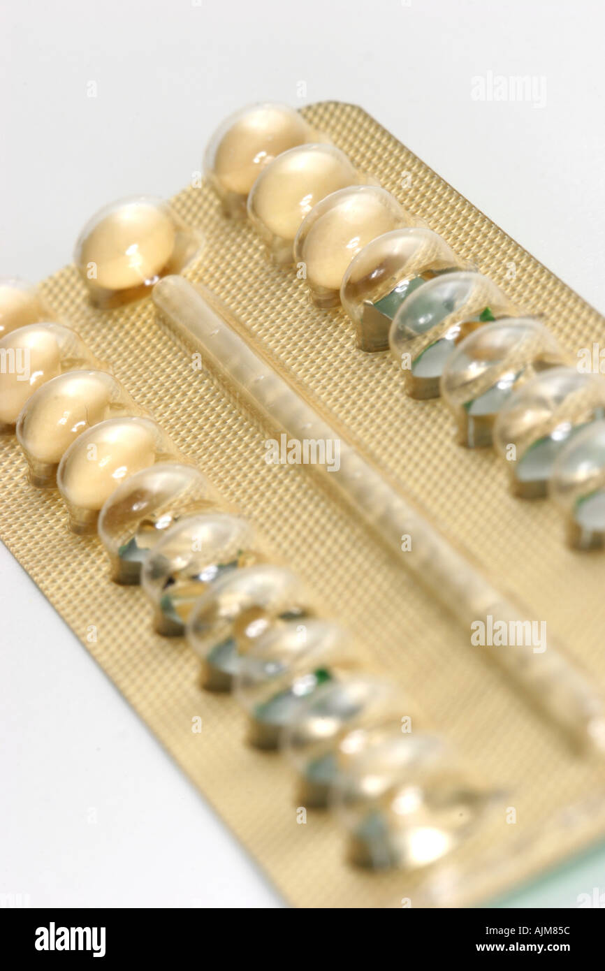 Contraceptive pills in a blister pack which has been opened Stock Photo ...