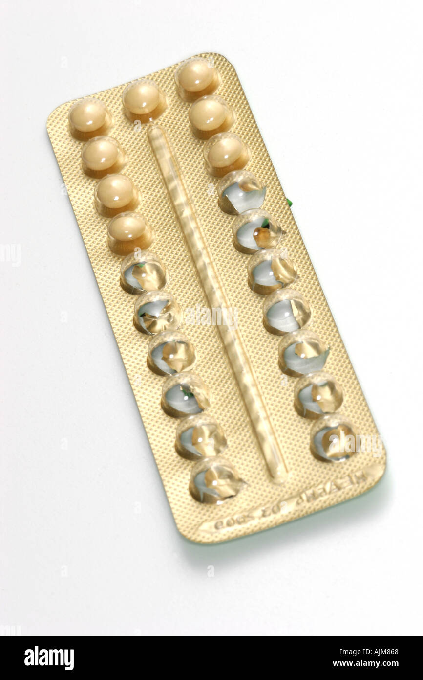 Contraceptive pills in a blister pack which has been opened Stock Photo ...