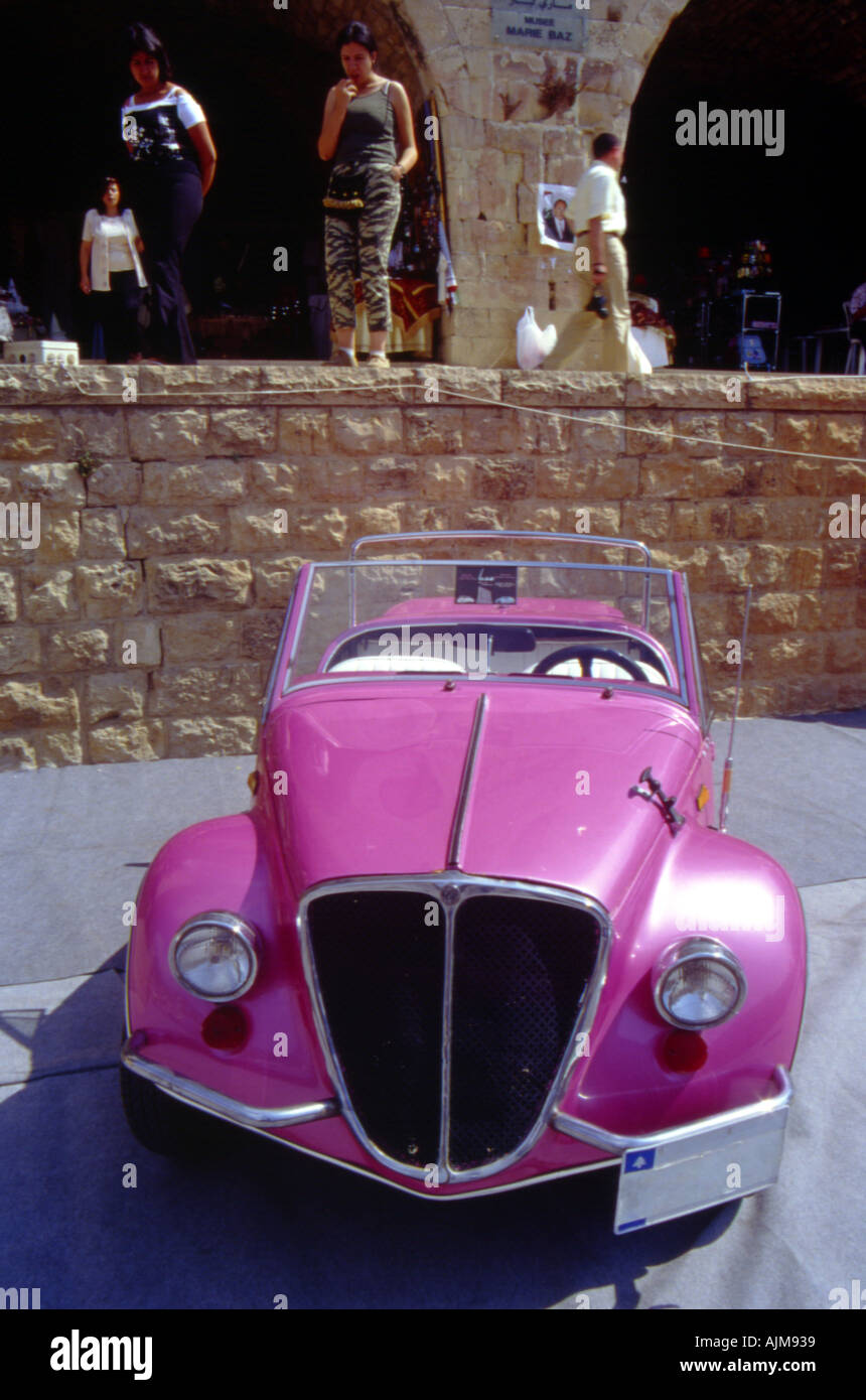 italian classic mini car fiat model 1943 pink Stock Photo - Alamy