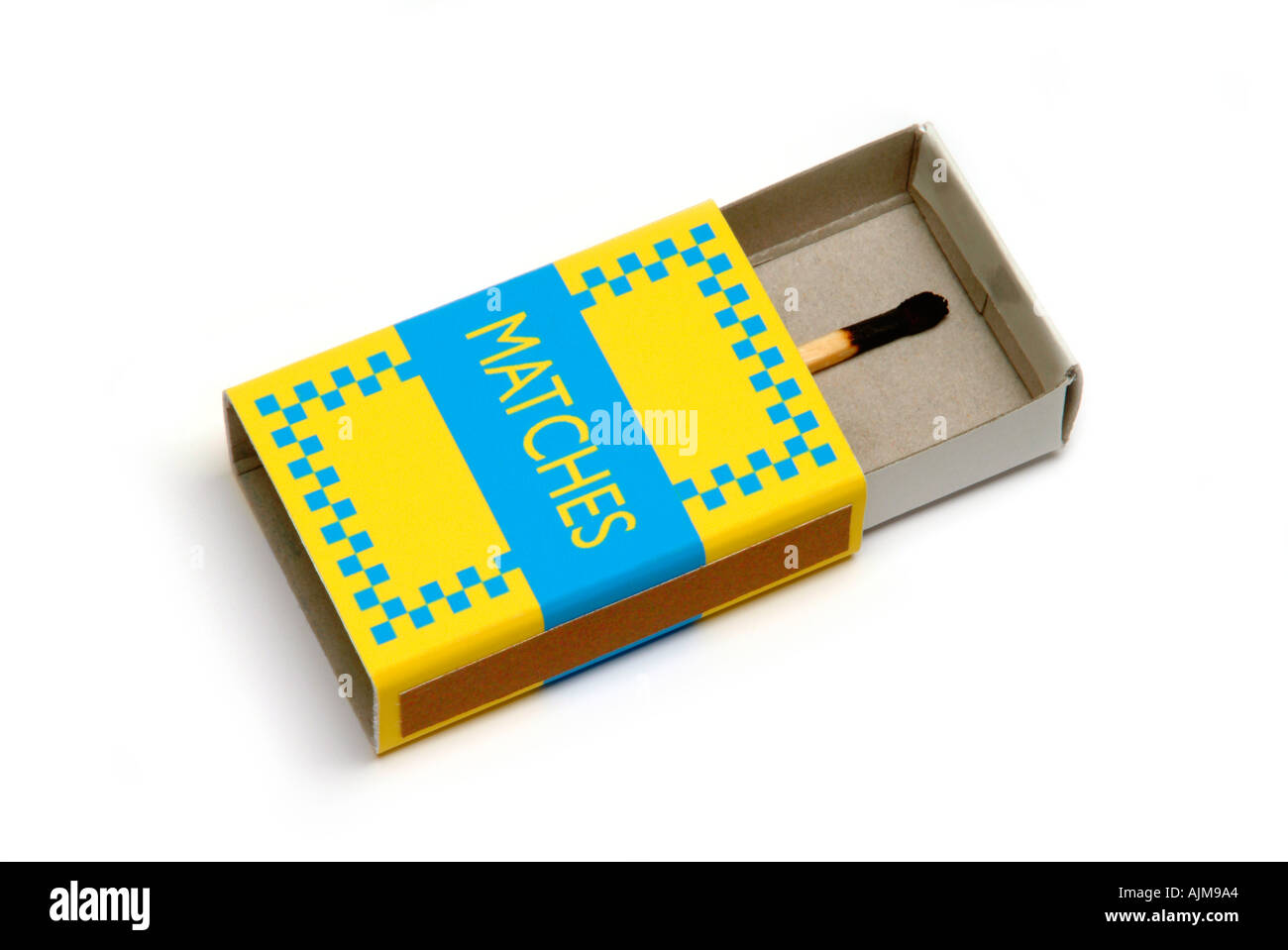 Single burnt match in a matchbox Stock Photo - Alamy