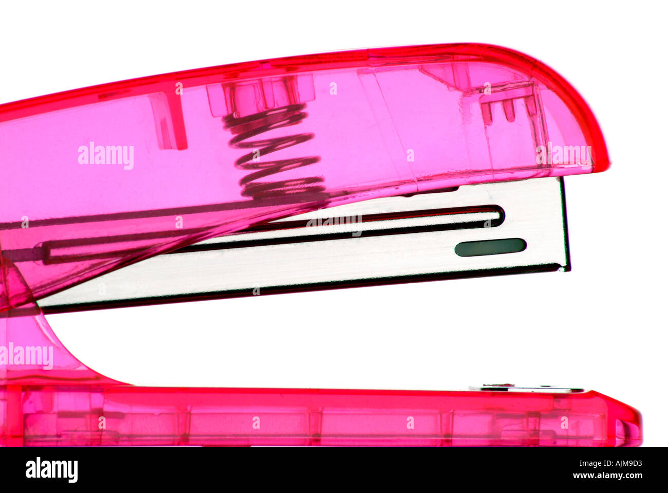 Pink stapler detail Stock Photo - Alamy