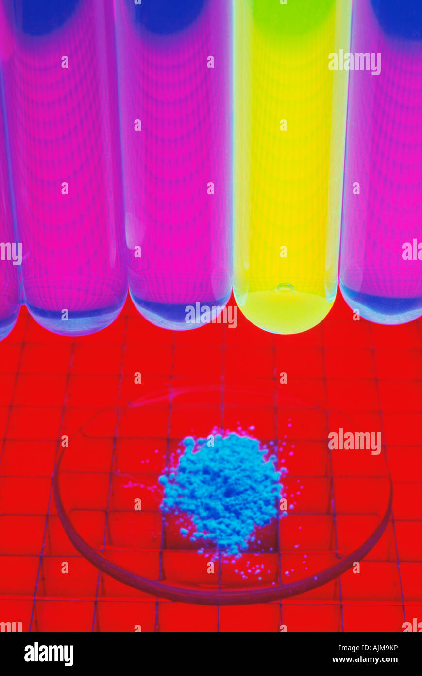 Test tubes with a chemical in a petri dish Stock Photo - Alamy