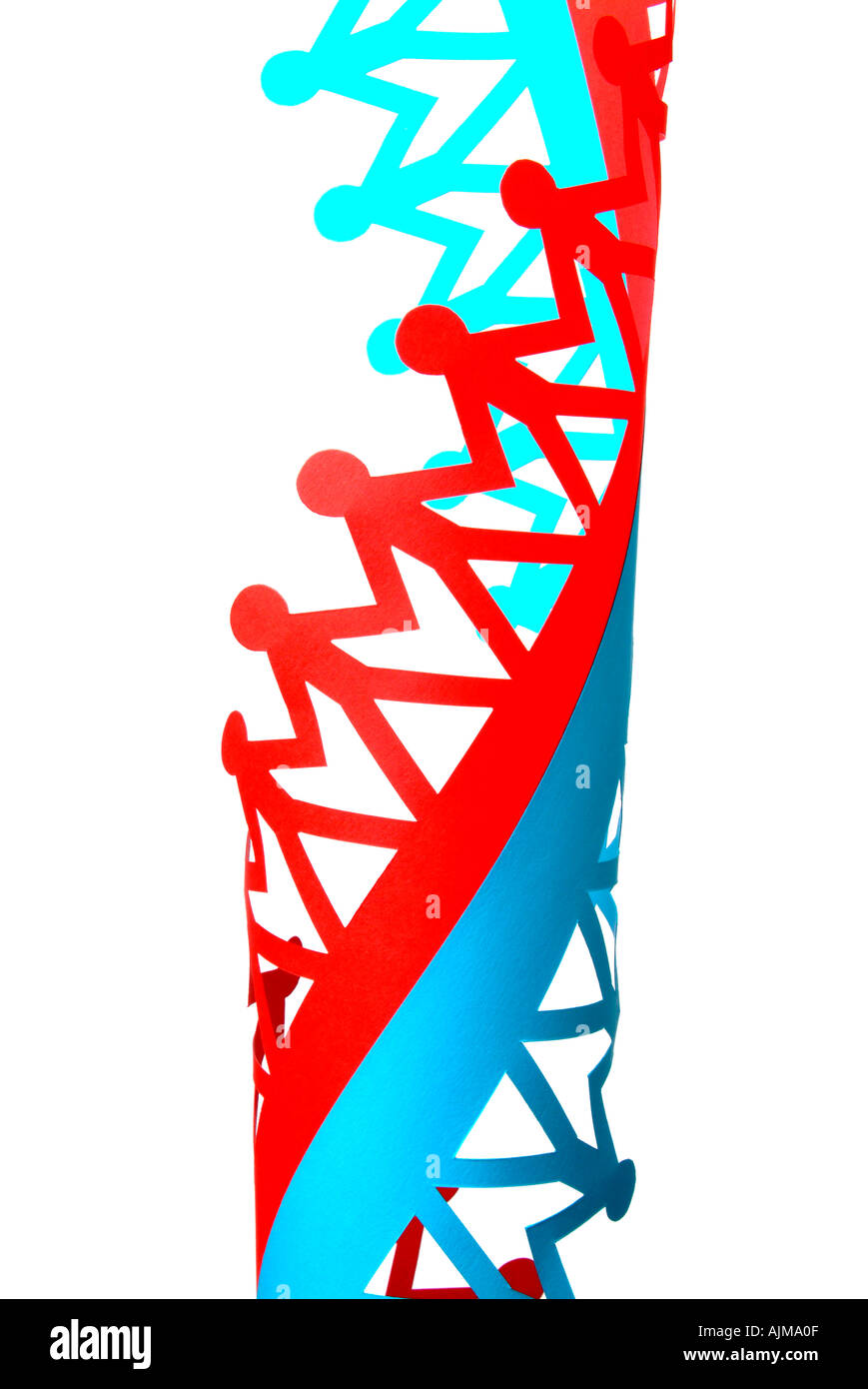 Paper chain peole as dna double helix Stock Photo - Alamy