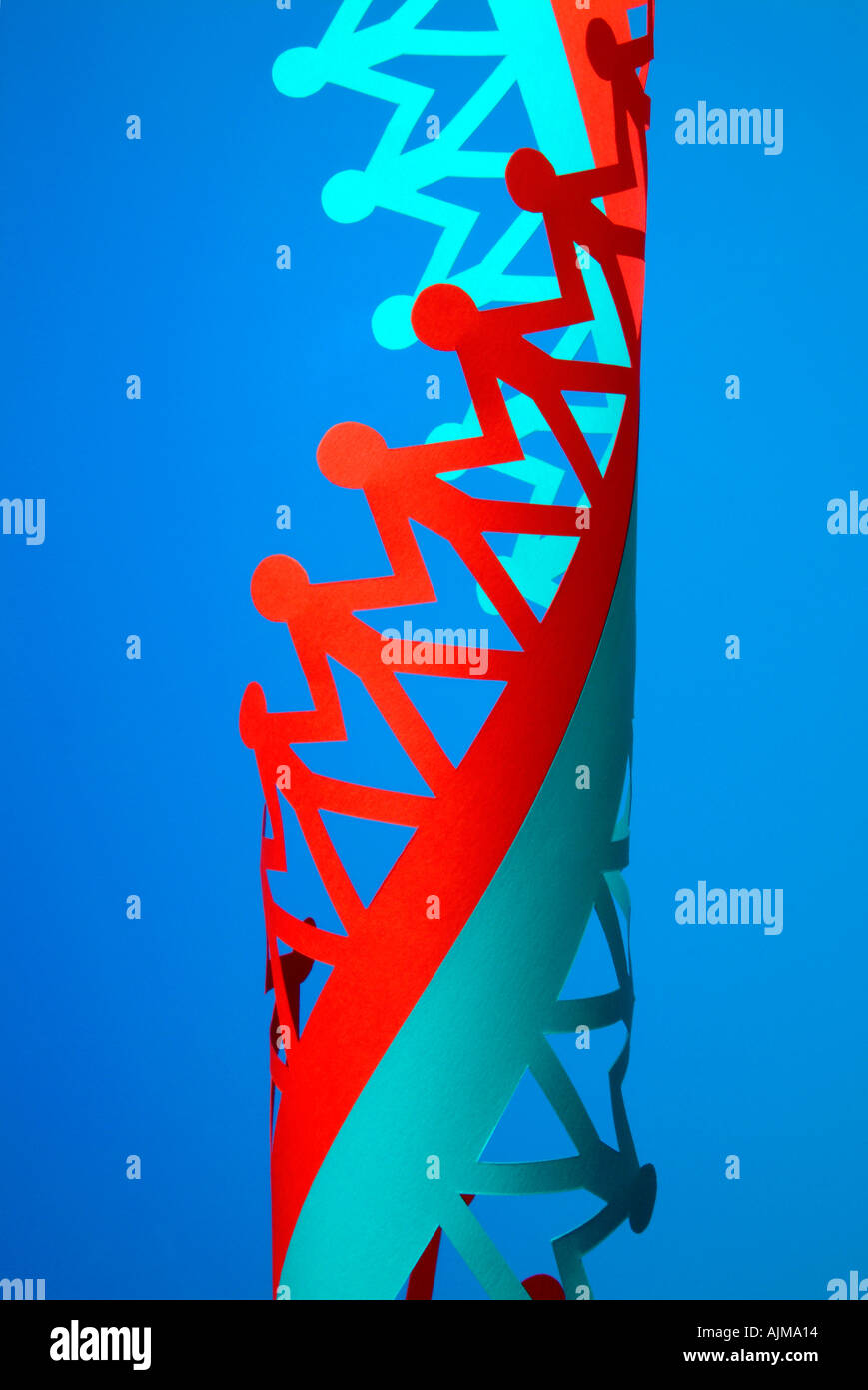 Paper chain peole as dna double helix Stock Photo - Alamy