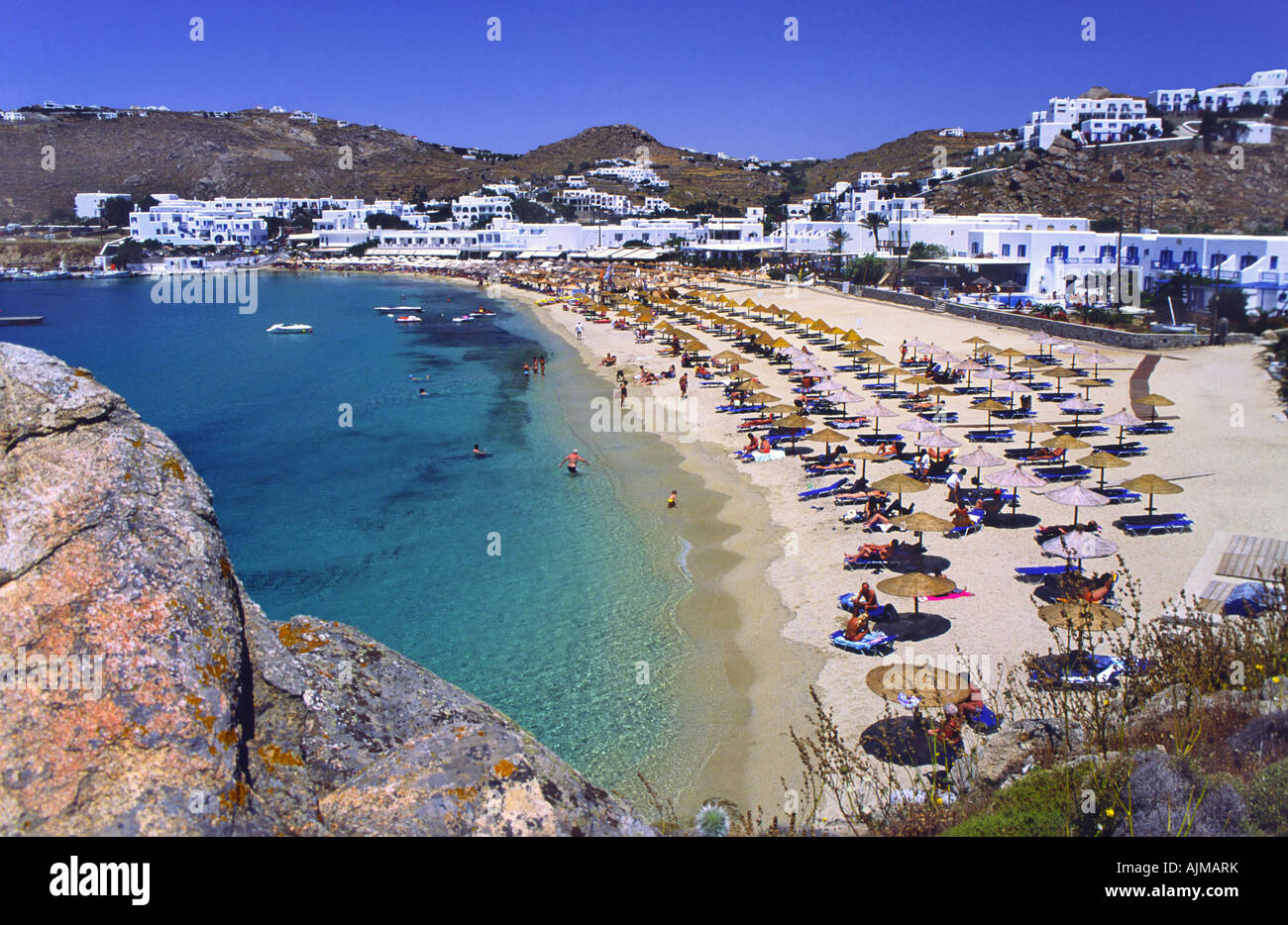 Platis Gialos Beach, Mykonos, Cyclades Greece Stock Photo - Alamy