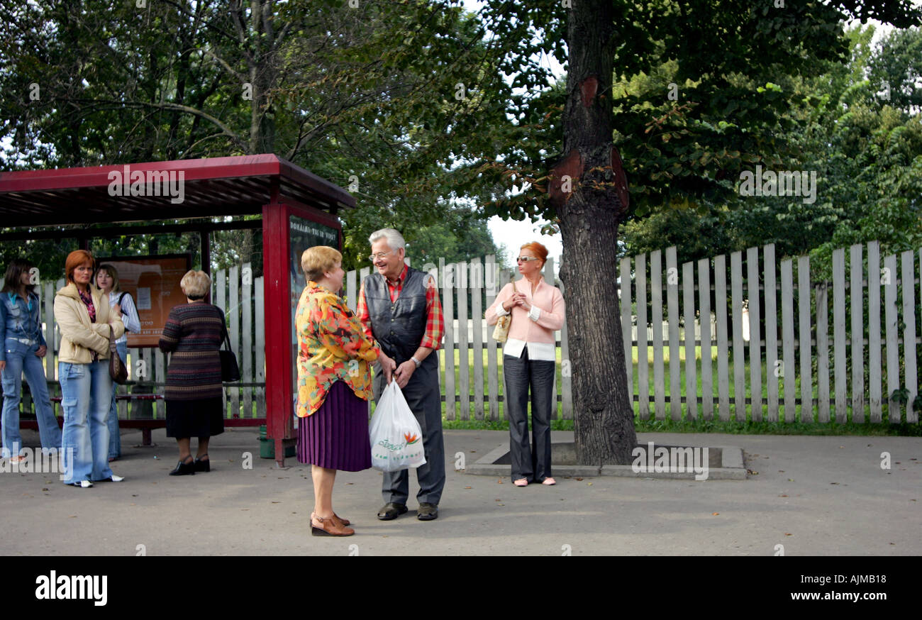 Bus stop in Riga Latvia Stock Photo - Alamy