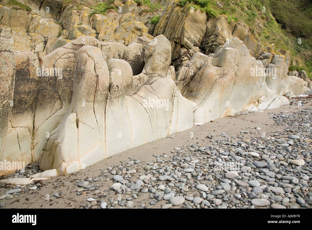 Sculpted rock formation on the shore at Monreith Dumfries and Galloway ...