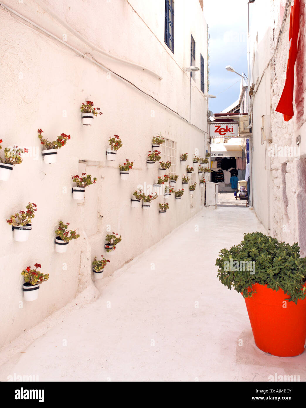 Bodrum town side alley off Bar Street, Turkey Stock Photo - Alamy