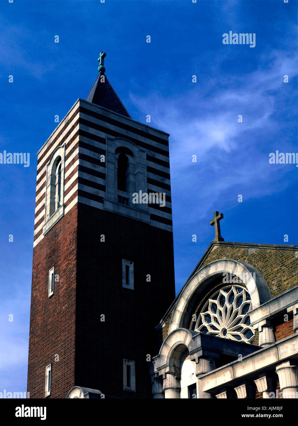 Church Spire with Cross St Boniface Catholic Church Tooting London ...