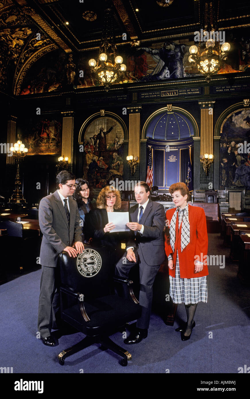 State Senator and staff in chambers Harrisburg PA Pennsylvania Keystone ...