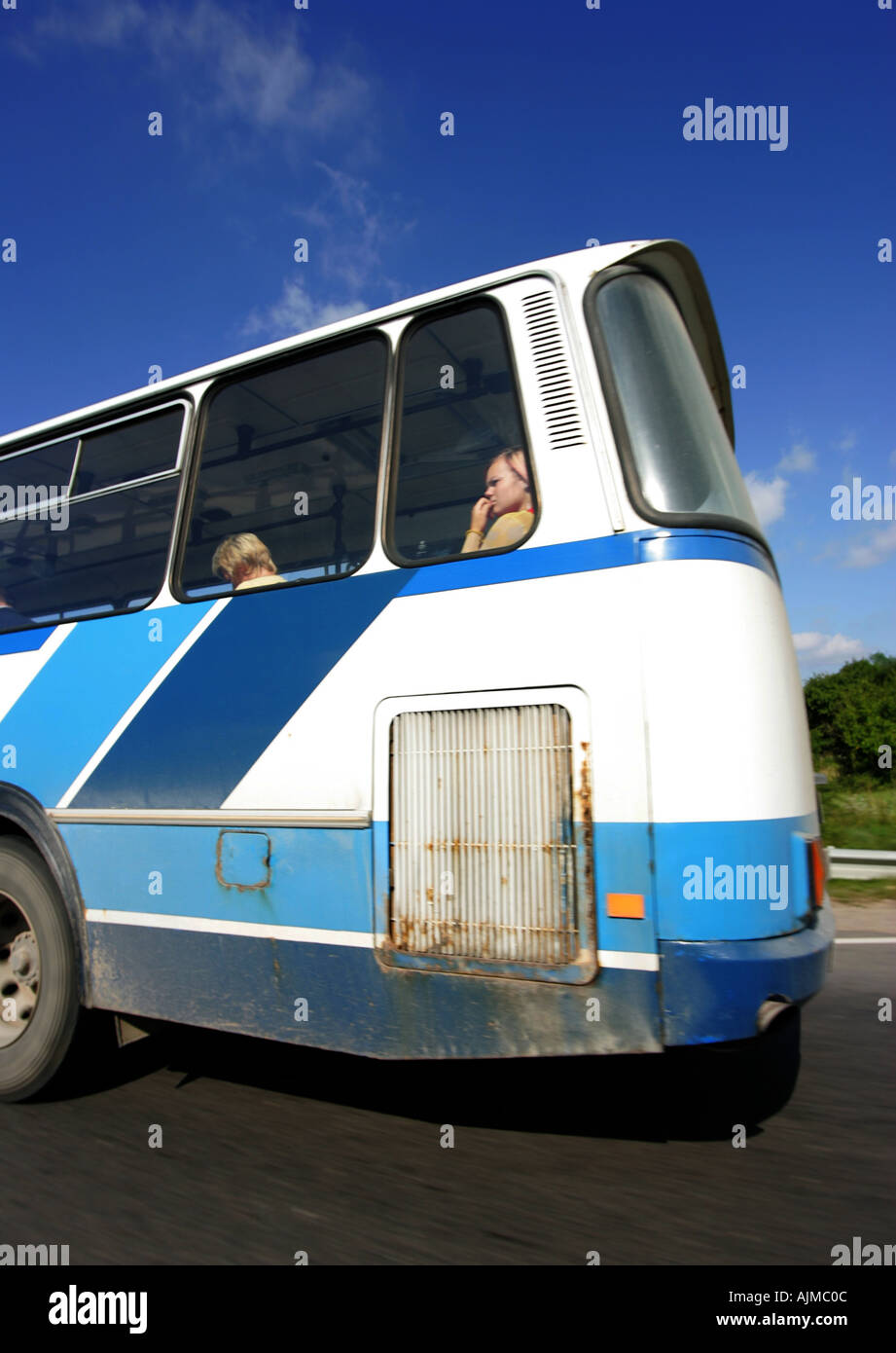 Woman passenger looking out bus hi-res stock photography and images - Alamy