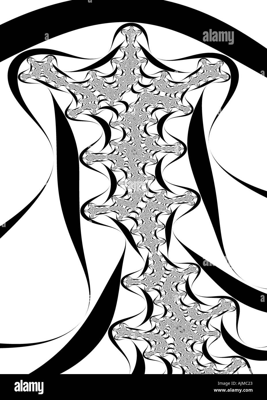 Monochrome Representation of Complex Mathematical Iteration Stock Photo ...