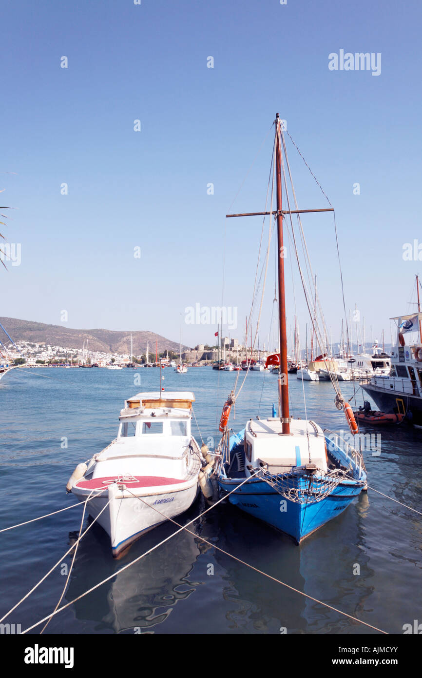 Bodrum Harbour Bodrum Peninsula traditional wooden fishing boats Stock ...