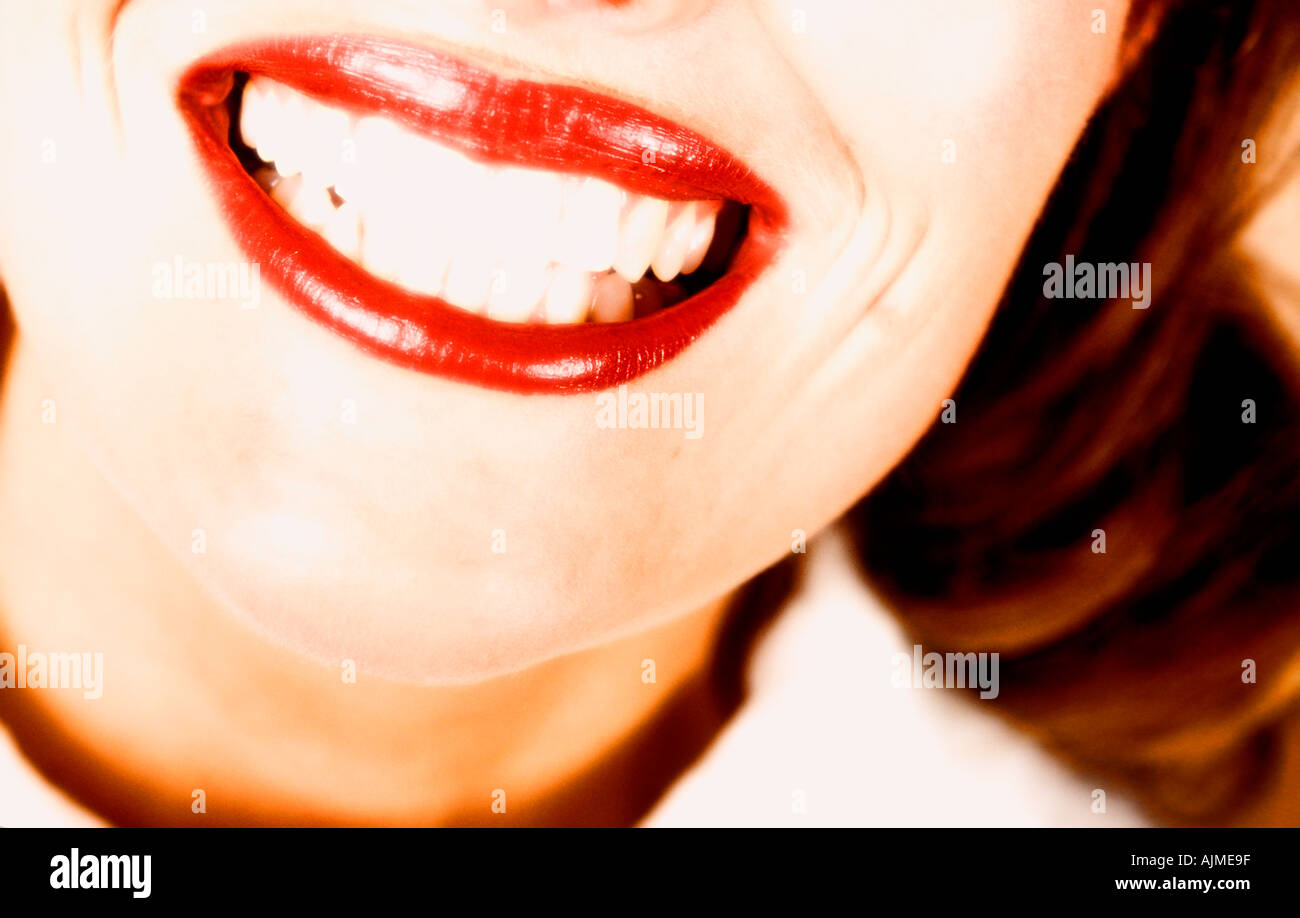 WOMANS MOUTH SMILING Stock Photo - Alamy
