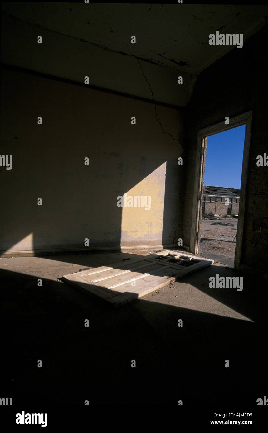 Namibia Door view at Elizabeth Bay abandoned diamond mining ghost town ...