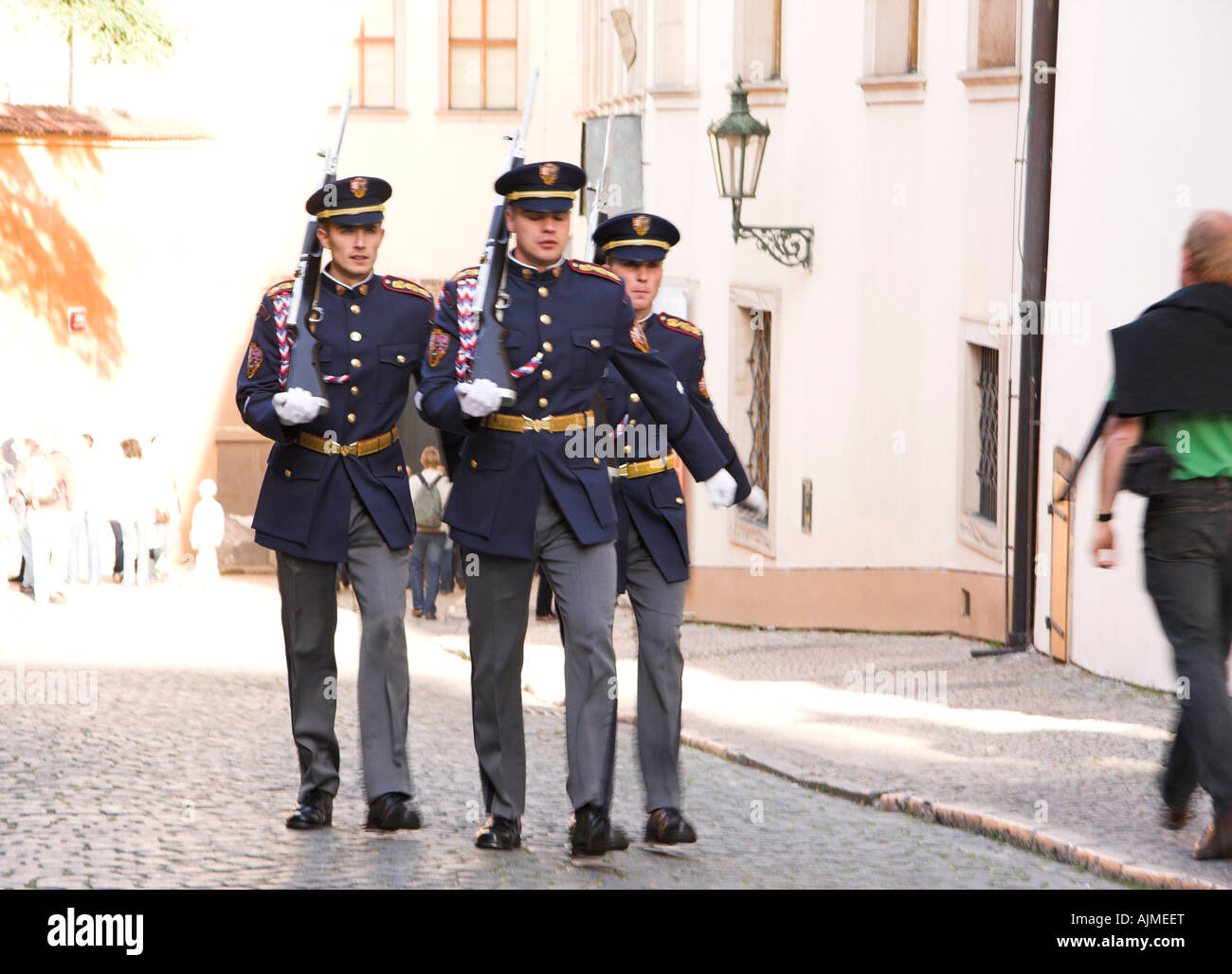 Guards in uniform, Prague Castle, Czech Republic, Europe Stock Photo ...