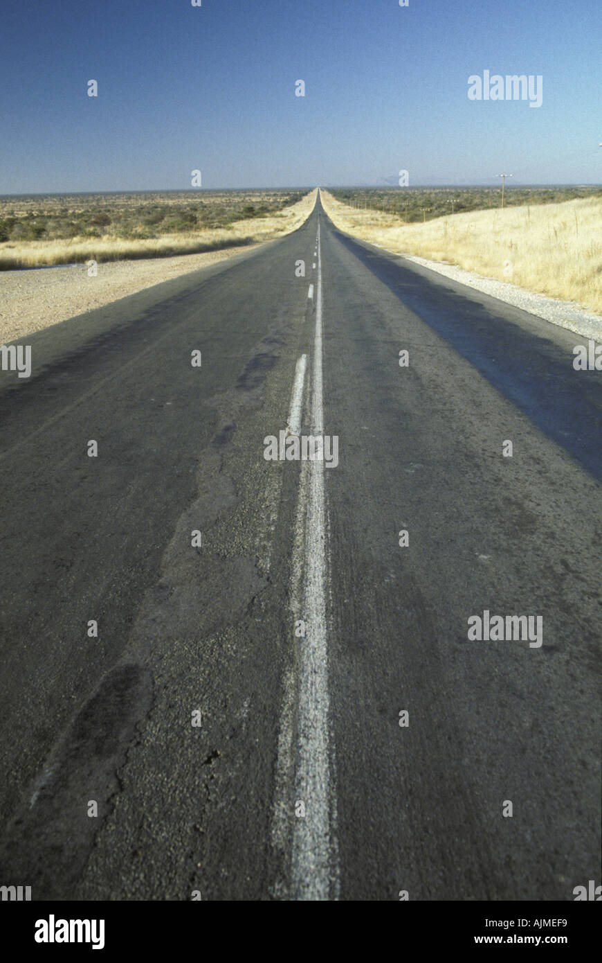 Africa Namibia A typical long straight road Namibia Stock Photo - Alamy