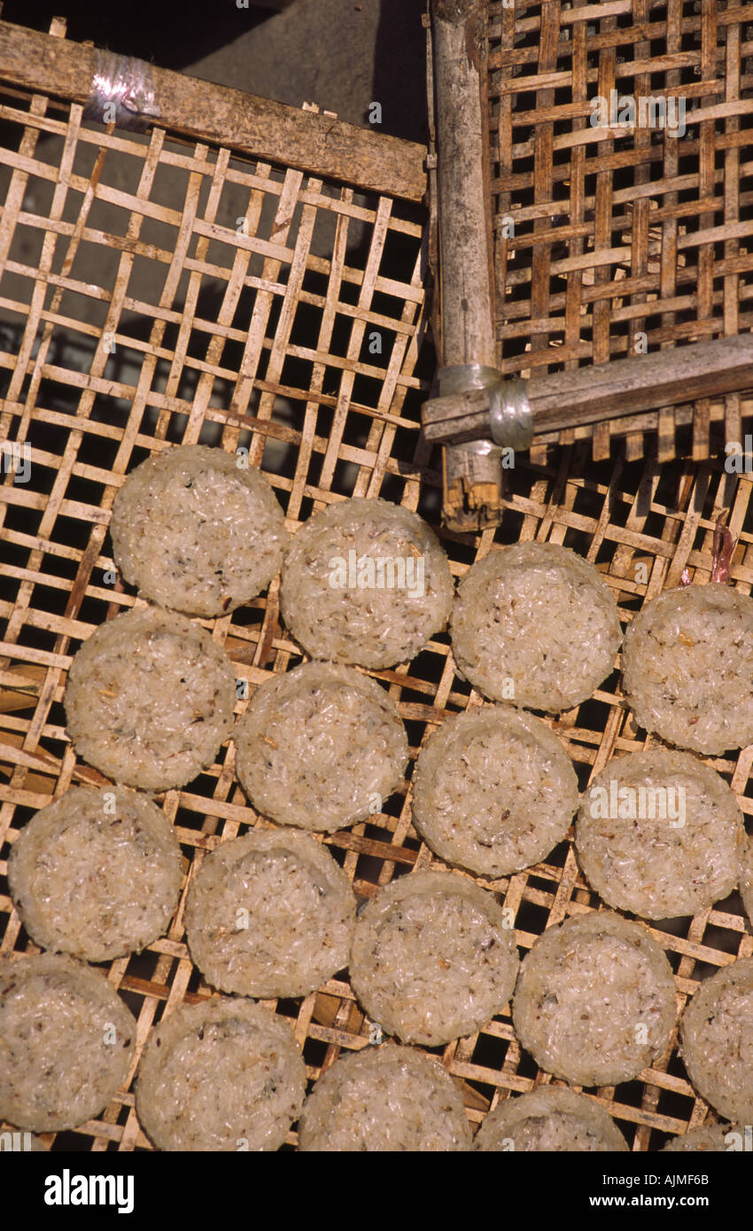 Rice cookies drying in the sun Luang prabang Northern Laos Stock Photo ...
