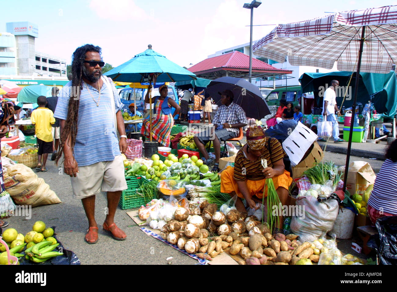 Local market in St.Lucia, caribbean Stock Photo - Alamy