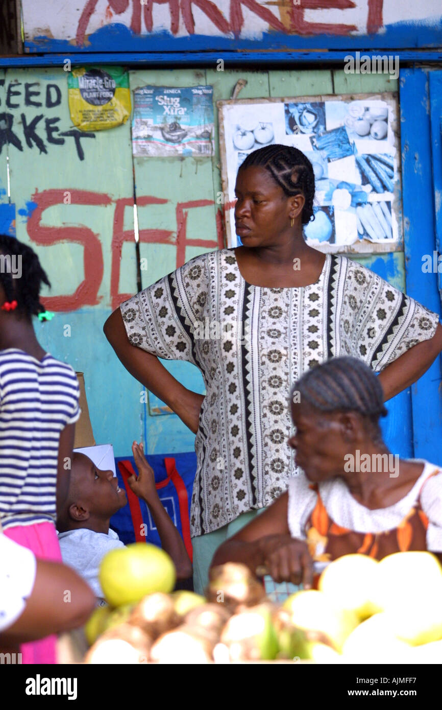 Local market in St.Lucia, caribbean Stock Photo - Alamy