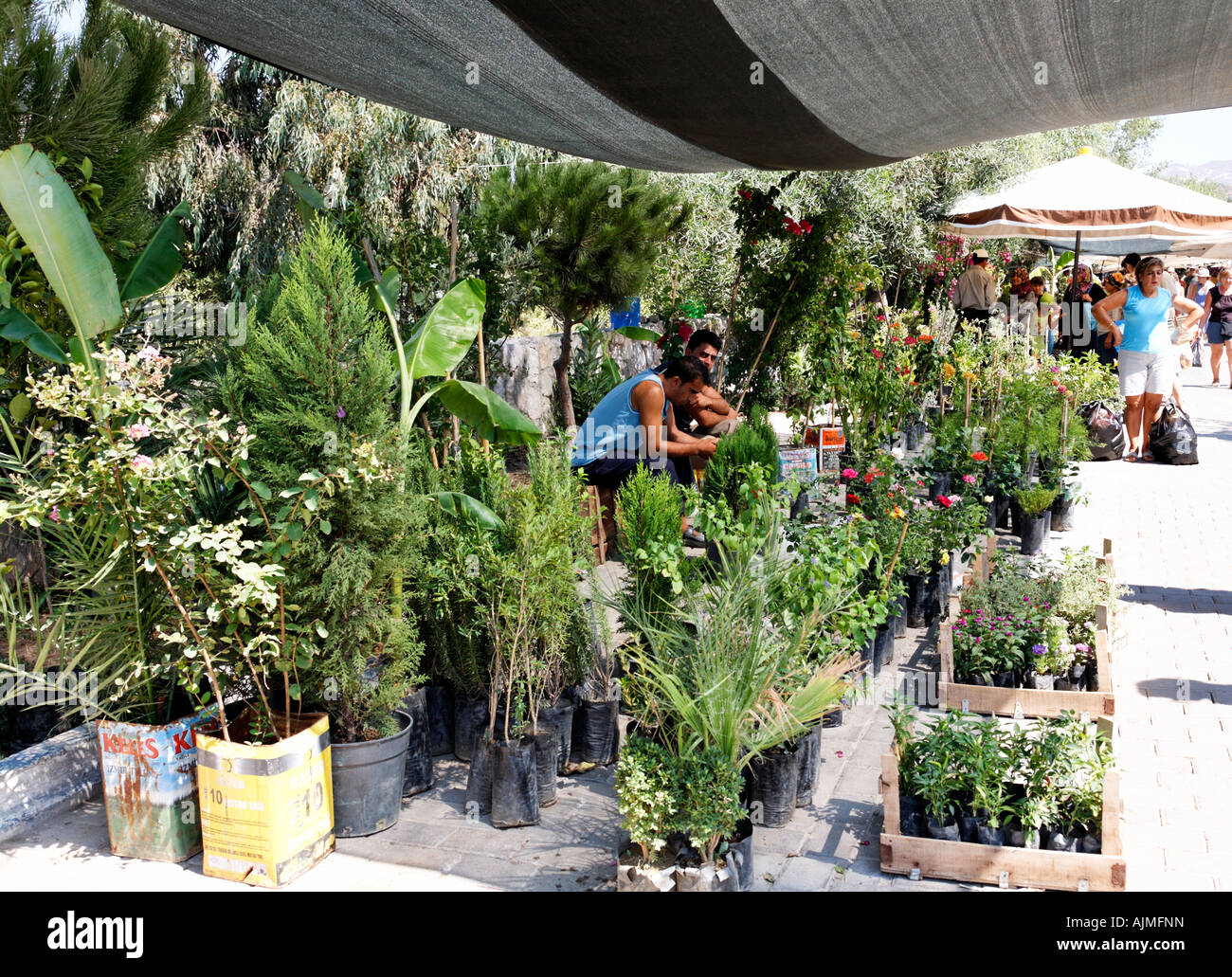 Turkish Pazar (Bazaar) outdoor market Bodrum Peninsula Turkey Mugla ...