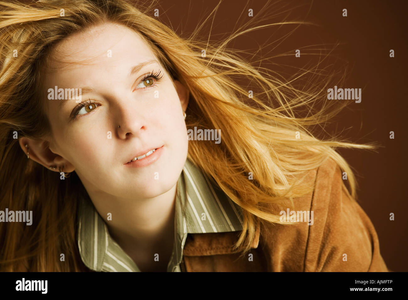 Woman in the wind Stock Photo - Alamy