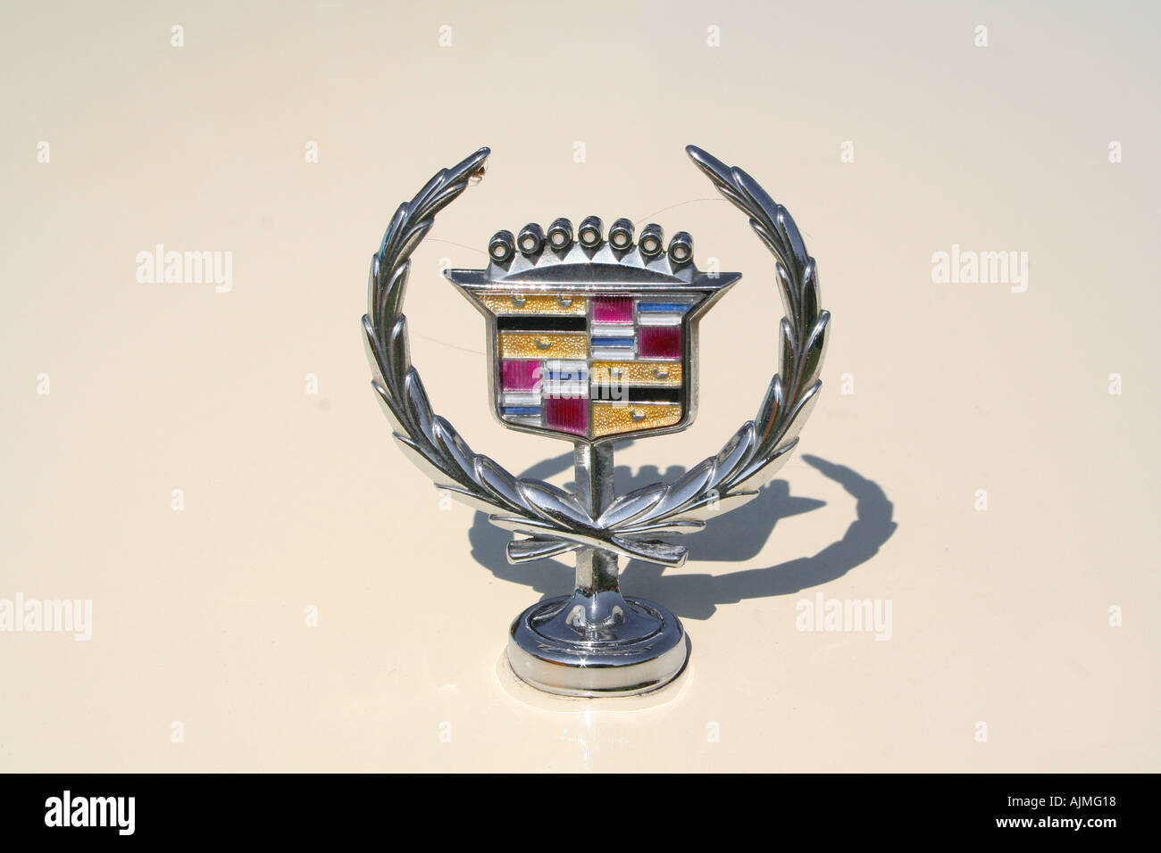 Cadillac American car bonnet mascot detail modern 1990 motif Stock ...