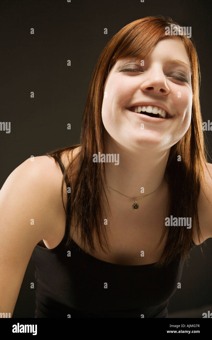 Portrait of a girl laughing Stock Photo - Alamy