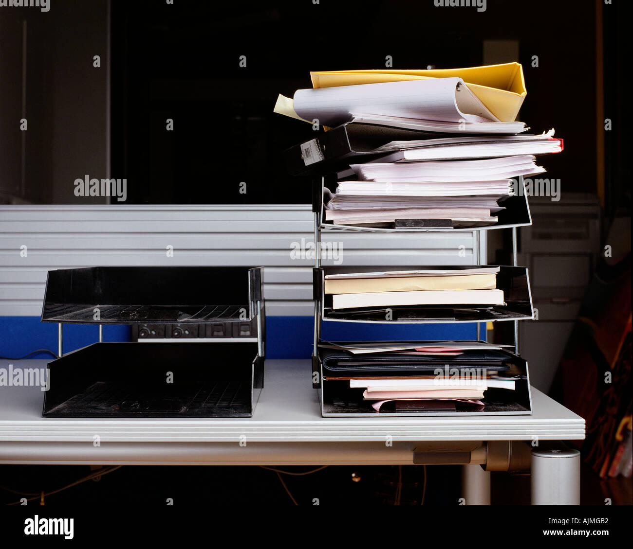 Office trays on desk Stock Photo - Alamy