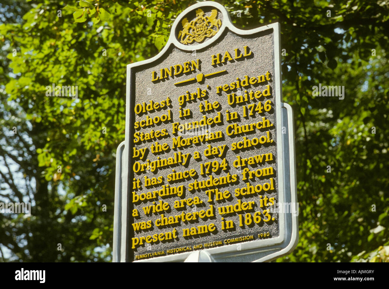 PA Pennsylvania state historical marker sign Linden Hall for Girls ...