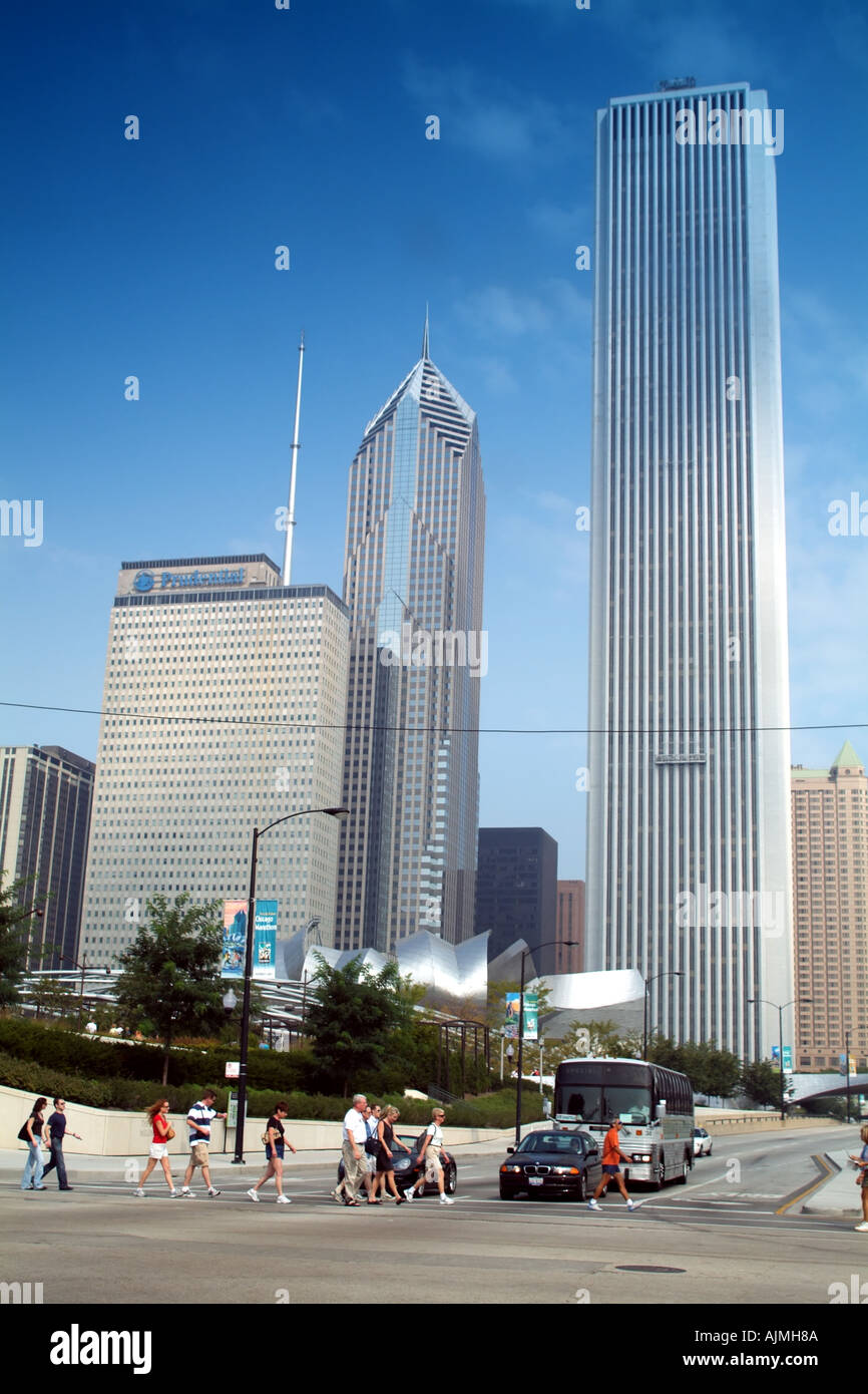 Prudential buildings city center Chicago Illinois USA pedestrians Stock ...